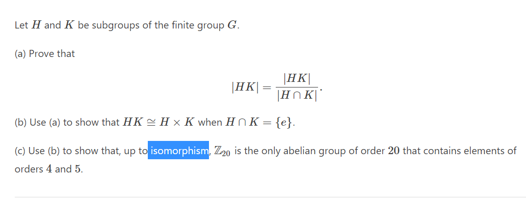 Solved Let H And K Be Subgroups Of The Finite Group G A