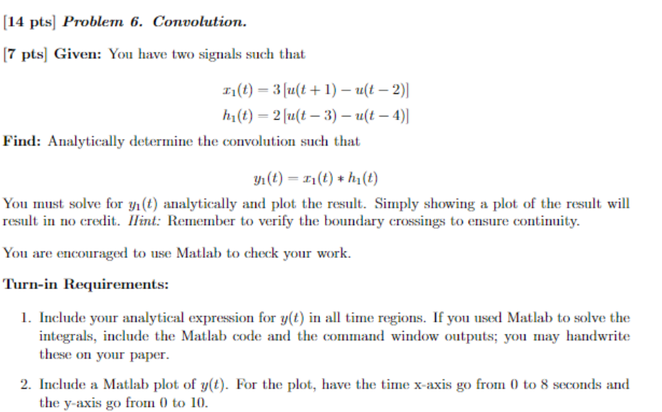Solved 14 Pts Problem 6 Convolution 7 Pts Given You 