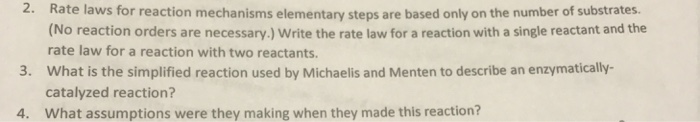 Solved Rate laws for reaction mechanisms elementary steps | Chegg.com