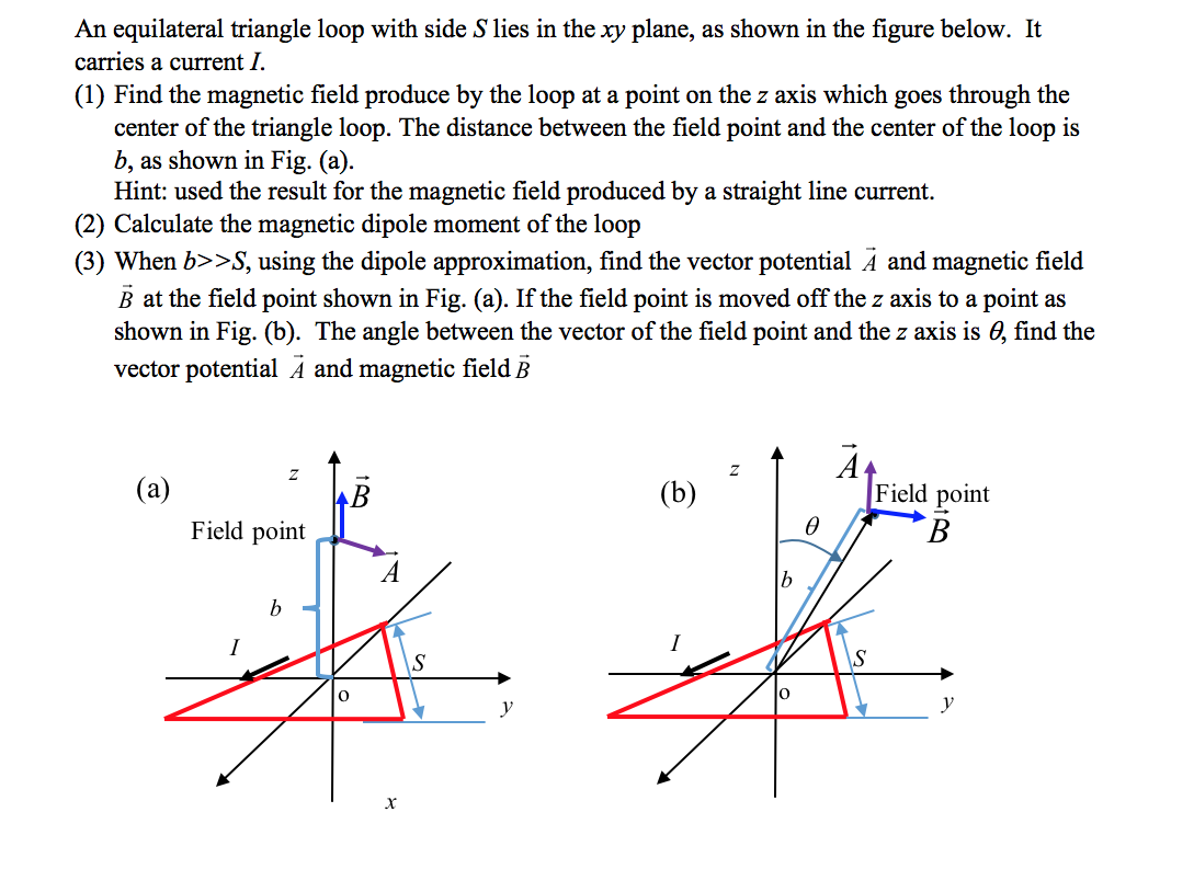Solved An equilateral triangle loop with side S lies in the | Chegg.com