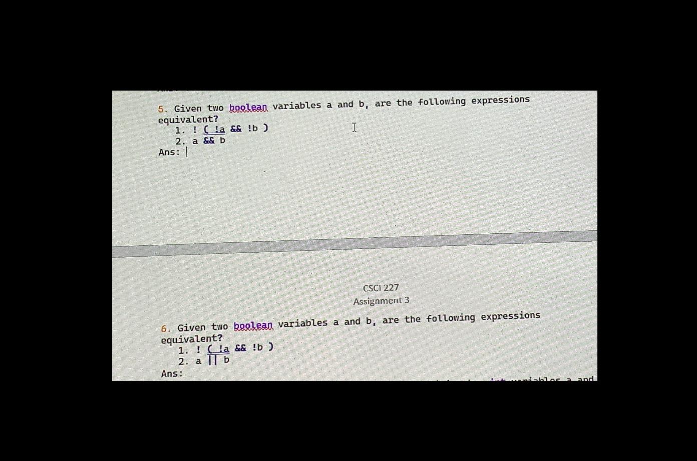 Solved 5 Given Two Boolean Variables A And B Are The