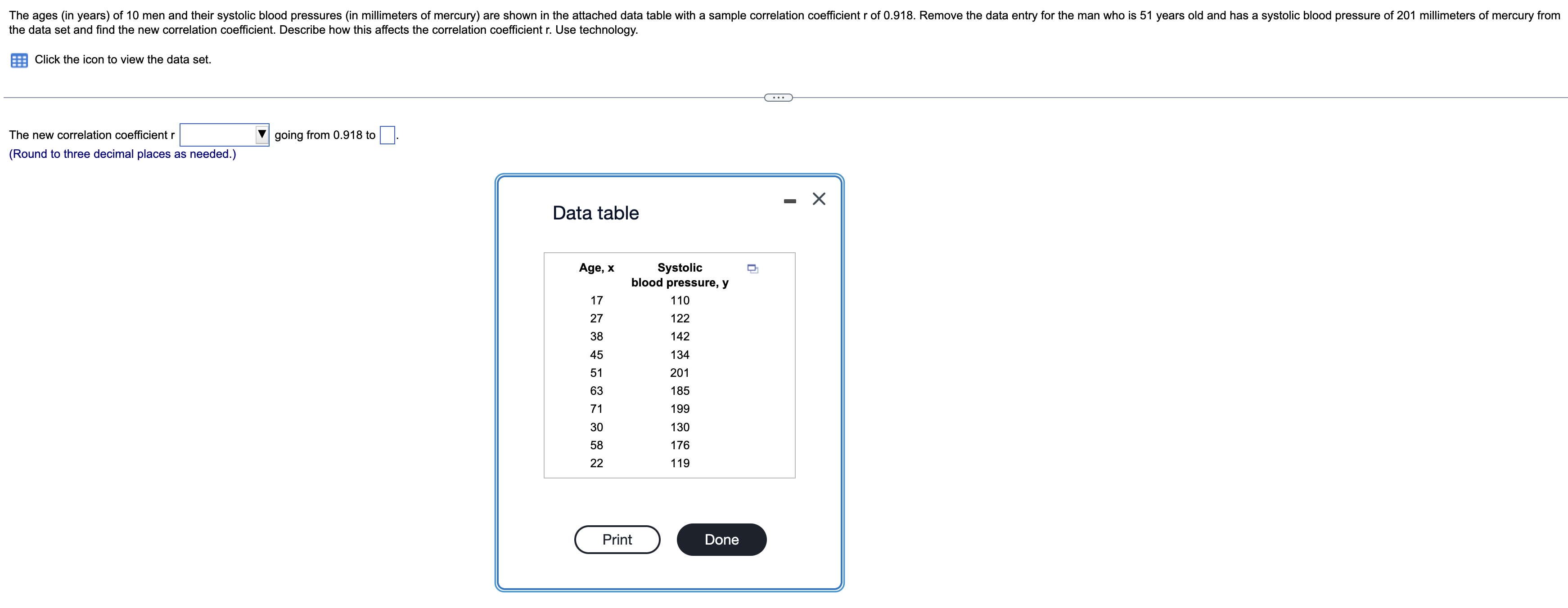 Solved 12311 ﻿the data set and find the new correlation | Chegg.com