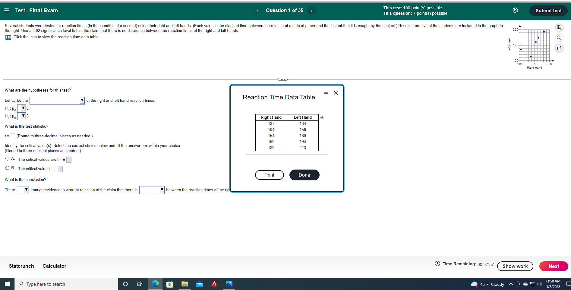 Solved = Test: Final Exam Question 1 of 35 This test: 100 | Chegg.com