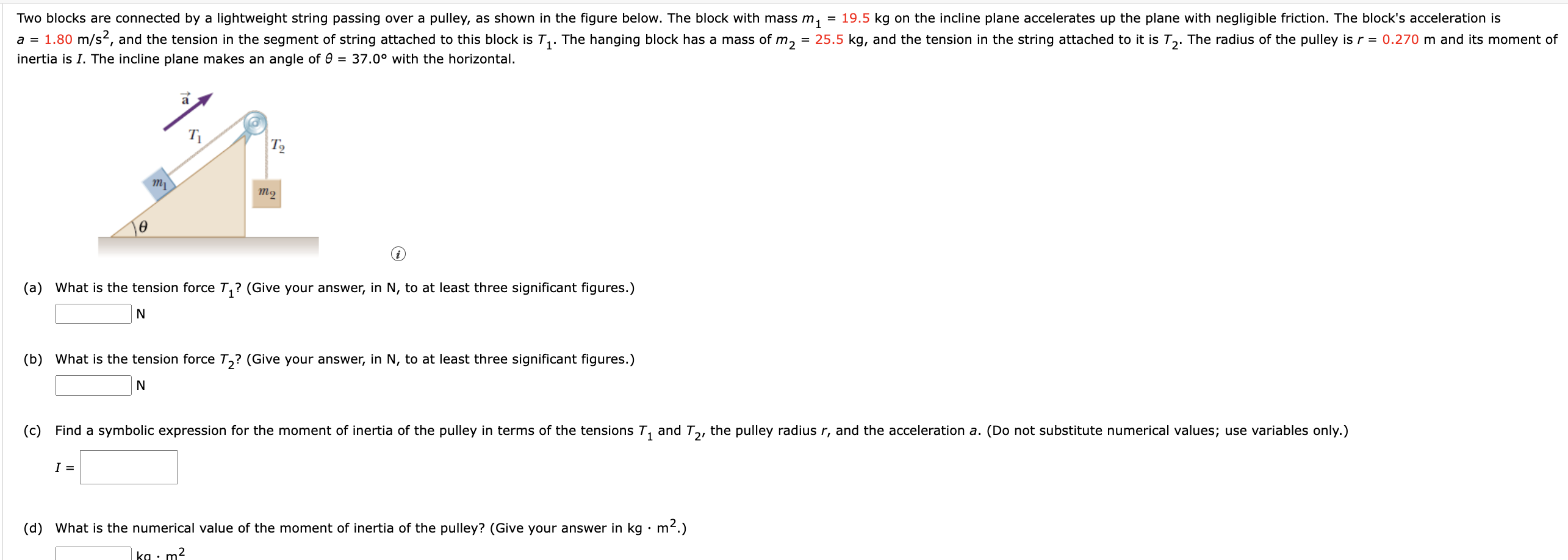 Solved inertia is I. The incline plane makes an angle of | Chegg.com