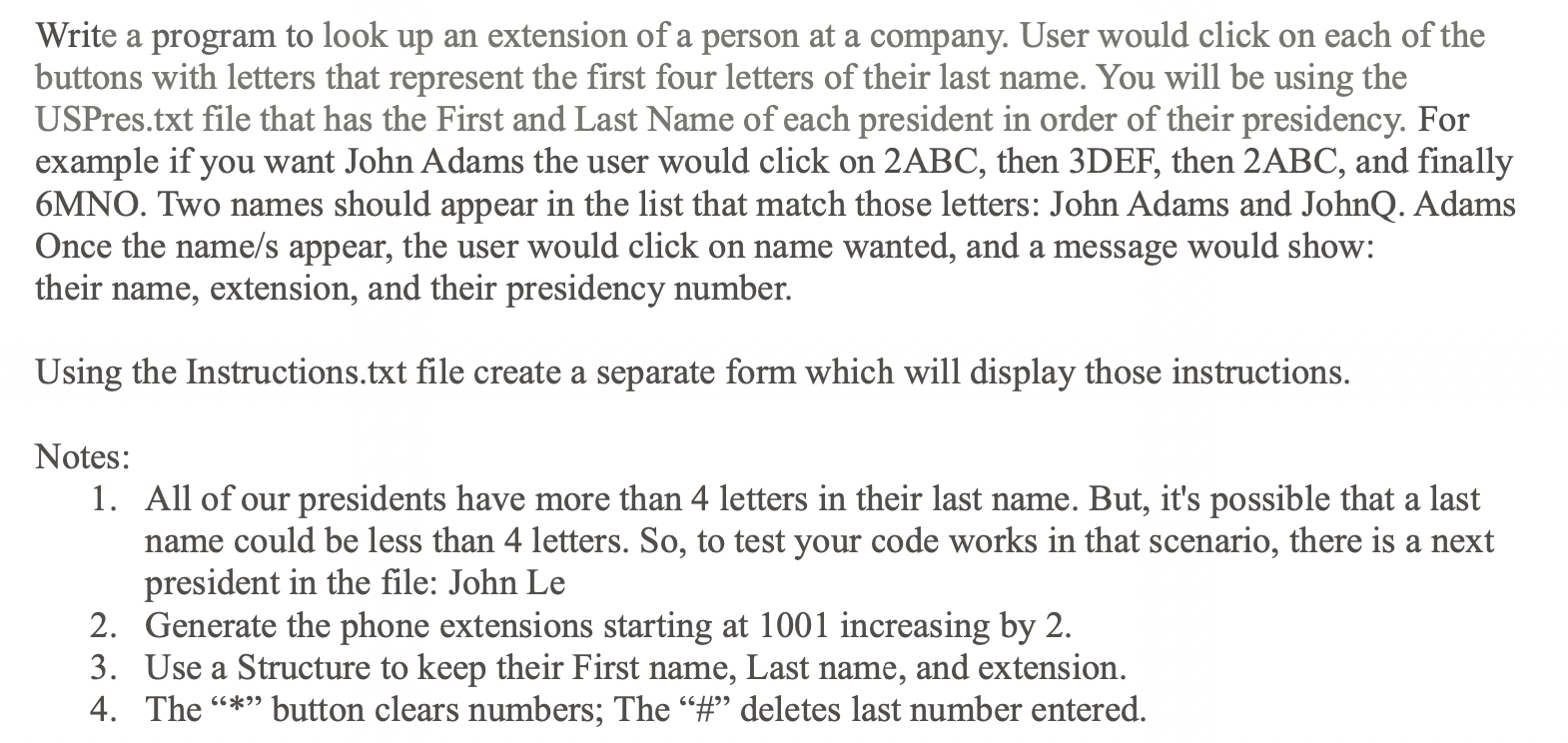 Solved Write a program to look up an extension of a person | Chegg.com