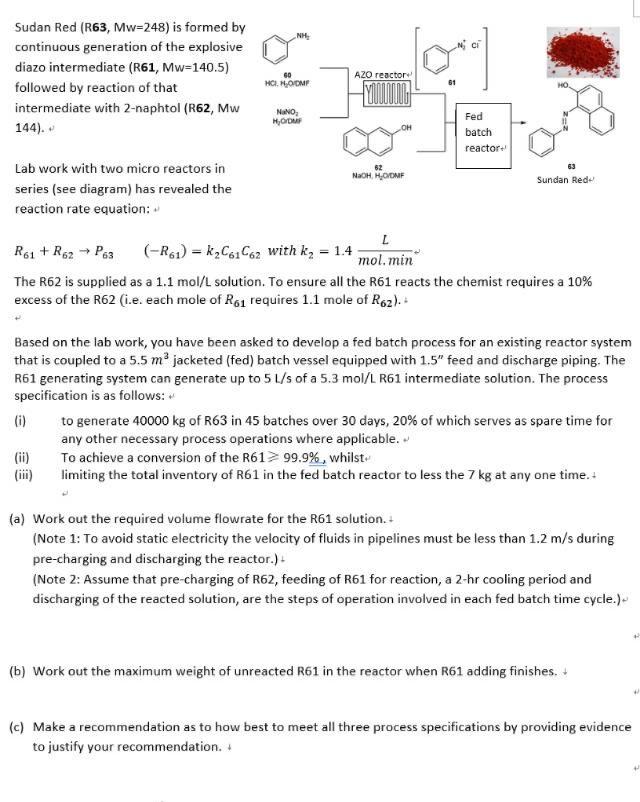 Solved Sudan Red (R63,Mw=248) is formed by continuous | Chegg.com
