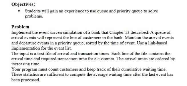 Solved Objectives: - Students will gain an experience to use | Chegg.com