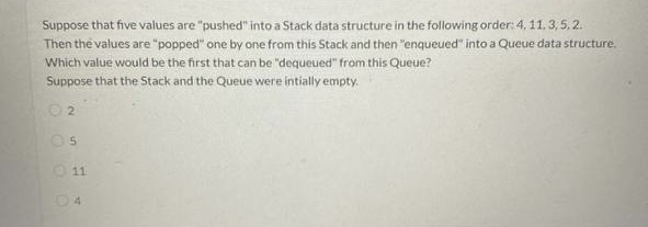 Solved Suppose that five values are "pushed" into a Stack | Chegg.com