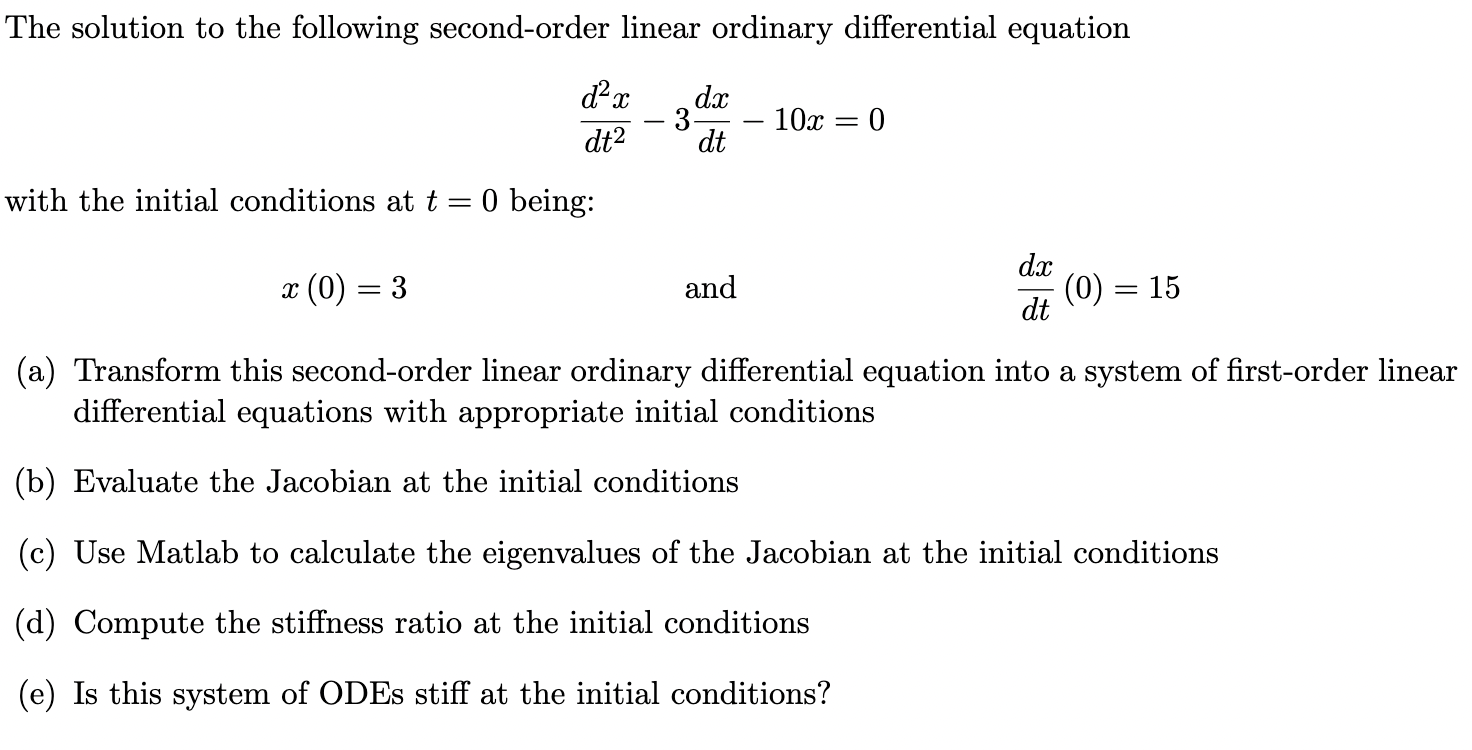 Solved The solution to the following second-order linear | Chegg.com