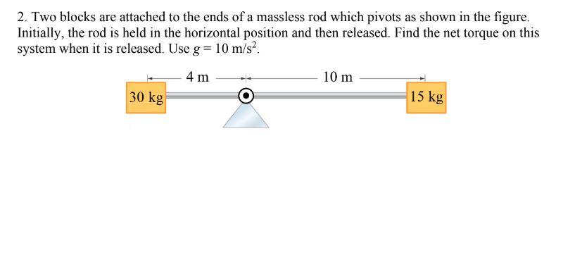 Solved 2. Two blocks are attached to the ends of a massless | Chegg.com