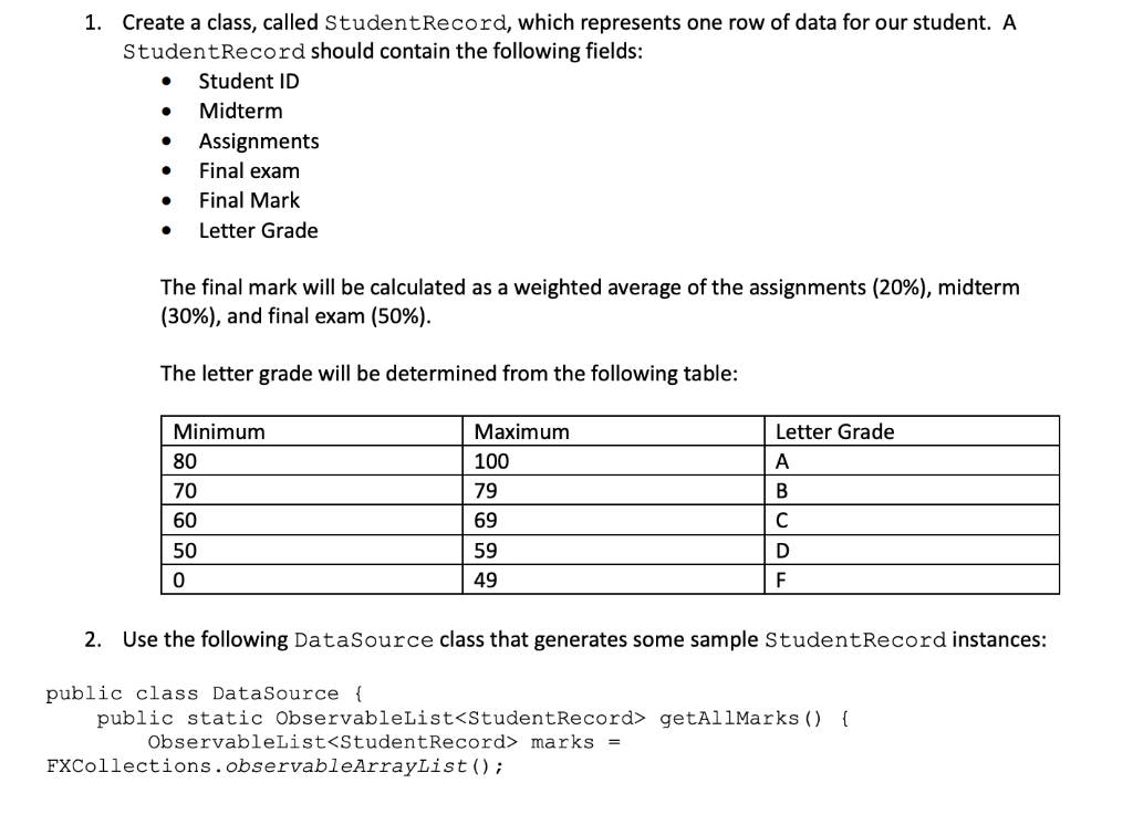 Create a class, called StudentRecord, which | Chegg.com