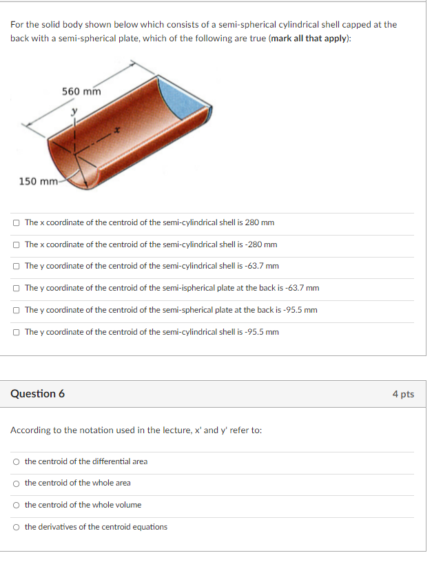 Solved For the solid body shown below which consists of a | Chegg.com