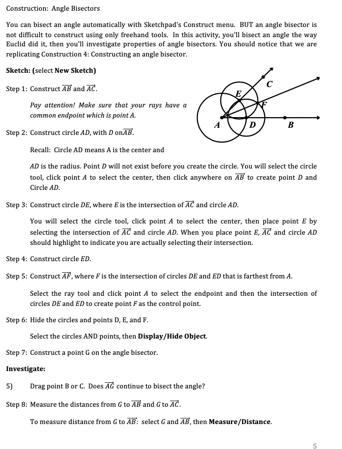Construction: Angle Bisectors You can bisect an angle | Chegg.com