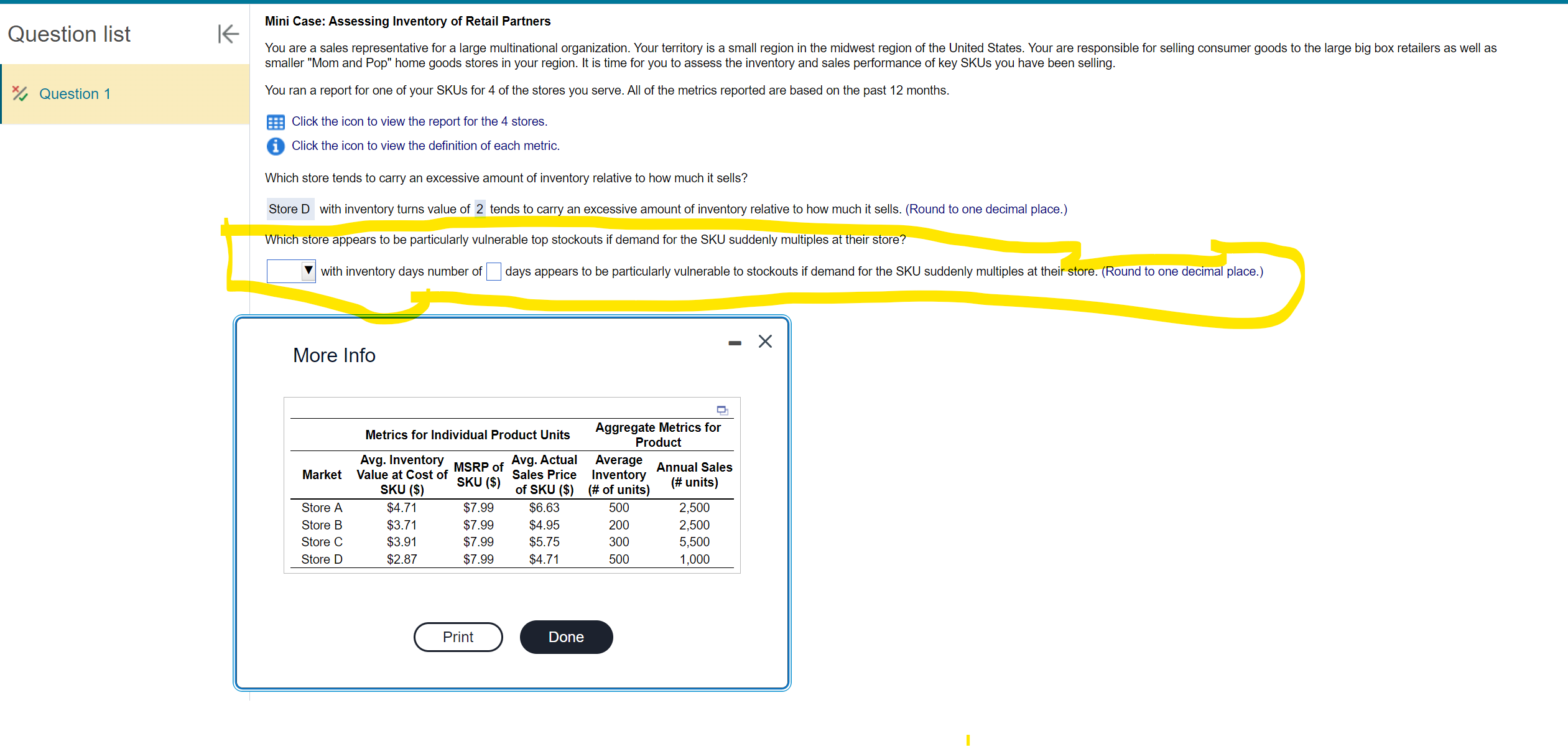 Solved Mini Case: Assessing Inventory of Retail | Chegg.com