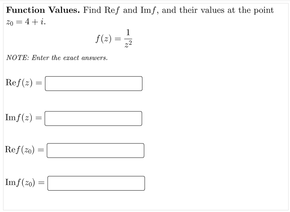 Solved Function Values. Find Ref and Imf, and their values | Chegg.com