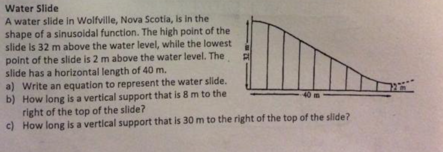 Solved Water Slide A water slide in Wolfville, Nova Scotia, | Chegg.com