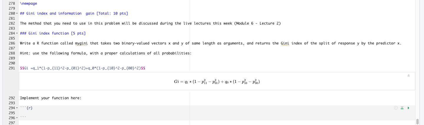 278 \newpage 279 280 - ## Gini index and information | Chegg.com