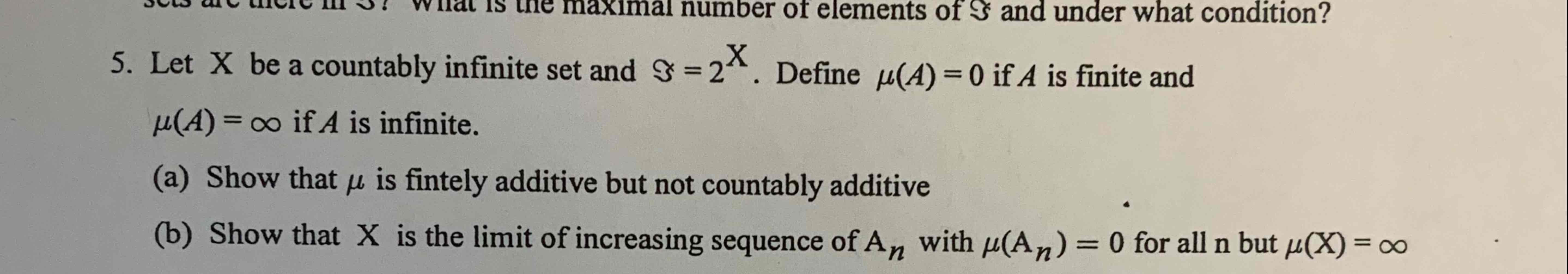Solved Let x ﻿be a countably infinite set and ℑ=2x. ﻿Define | Chegg.com