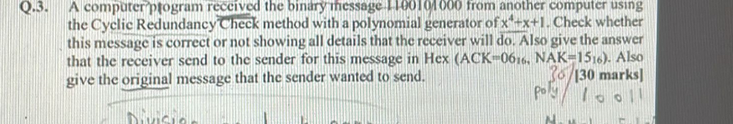 Solved 3. A computer'ptogram received the binary iniessage | Chegg.com