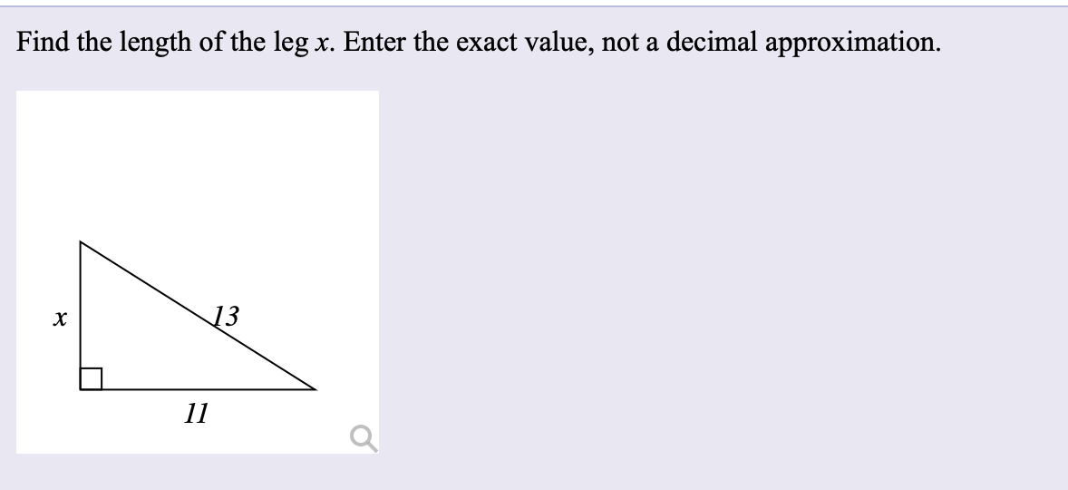 Solved Find the length of the leg x. Enter the exact value, | Chegg.com