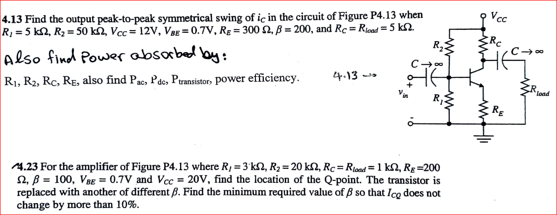 Solved 4.13 Find the output peak-to-peak symmetrical swing | Chegg.com