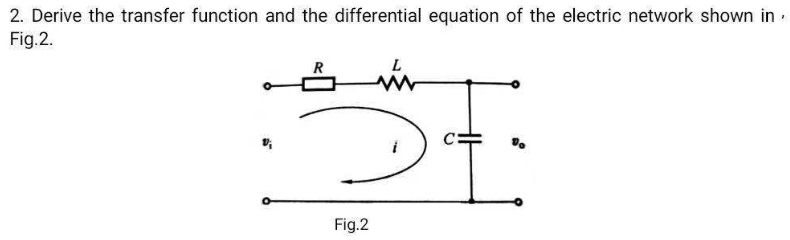 Solved 2. Derive the transfer function and the differential | Chegg.com