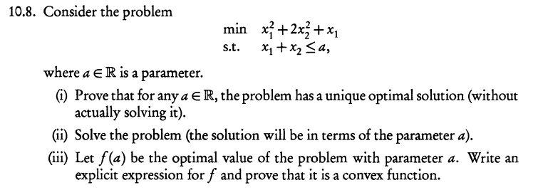 Solved 10.8. Consider the problem min s.t. | Chegg.com