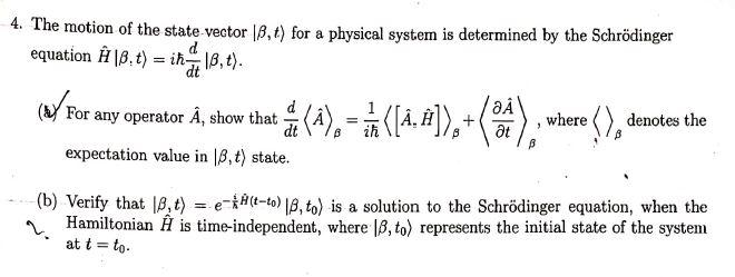 Solved d 4. The motion of the state vector 1, t) for a | Chegg.com