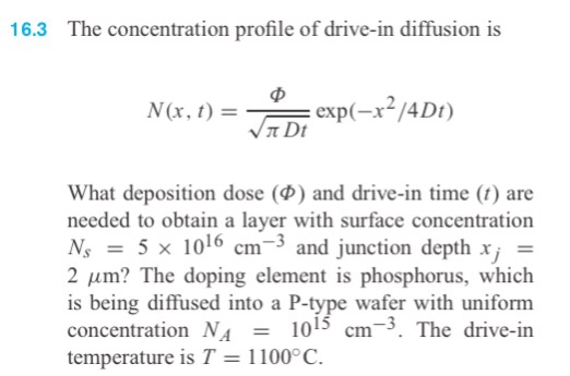 Solved 16.3 The concentration profile of drive-in diffusion | Chegg.com
