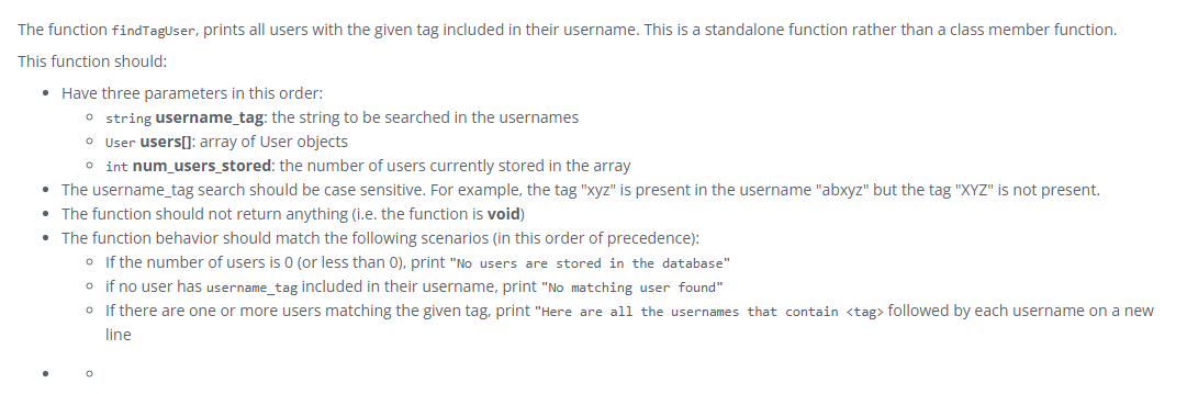 Solved // getter for user name string User : : | Chegg.com