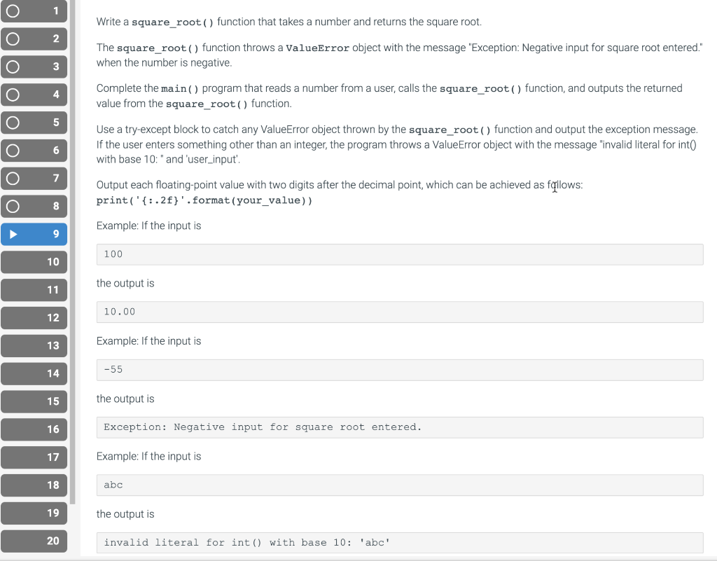 Solved 1 Write a square_root() function that takes a number | Chegg.com