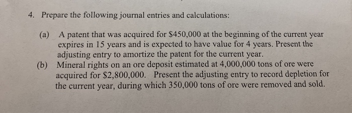 Solved 4. Prepare the following journal entries and | Chegg.com
