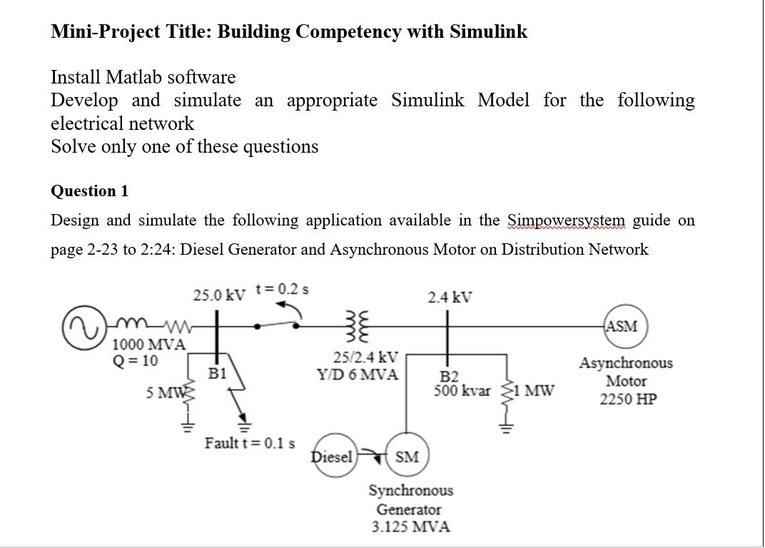 Solved Mini-Project Title: Building Competency with Simulink | Chegg.com