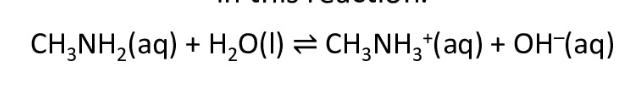 Solved CH3NH2(aq)+H2O(l)⇌CH3NH3+(aq)+OH−(aq) | Chegg.com