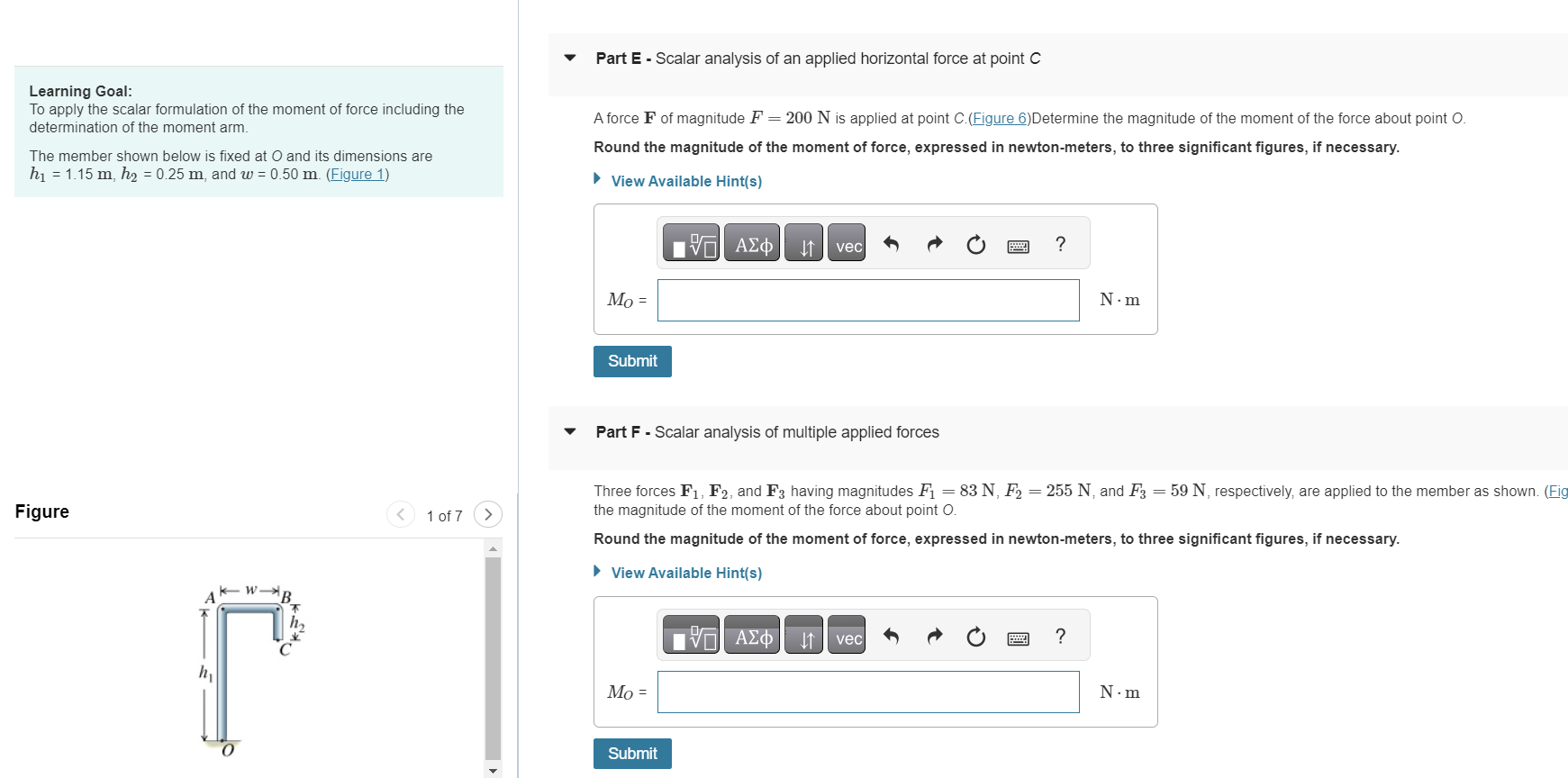 Solved Part A - Scalar analysis of an applied horizontal | Chegg.com