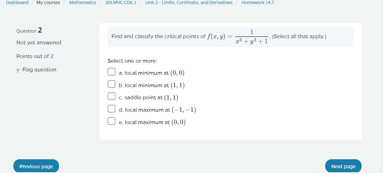 Solved Dashboard My courses Mathematics 201.MVC.CDE.1 Unit 2 | Chegg.com