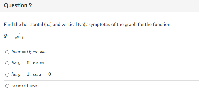 Solved Question 9 Find the horizontal (ha) and vertical (va) | Chegg.com
