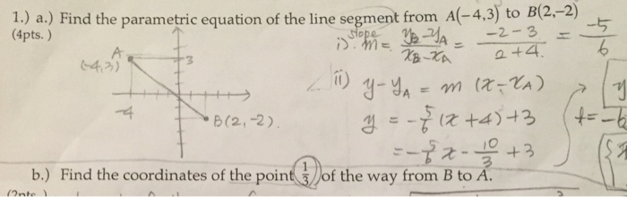 Solved Find the parametric equation of the line segment from | Chegg.com