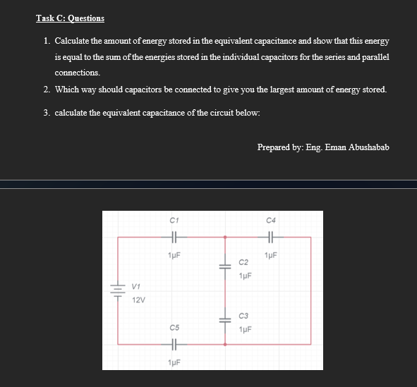 Solved Task C: Questions 1. Calculate the amount of energy | Chegg.com