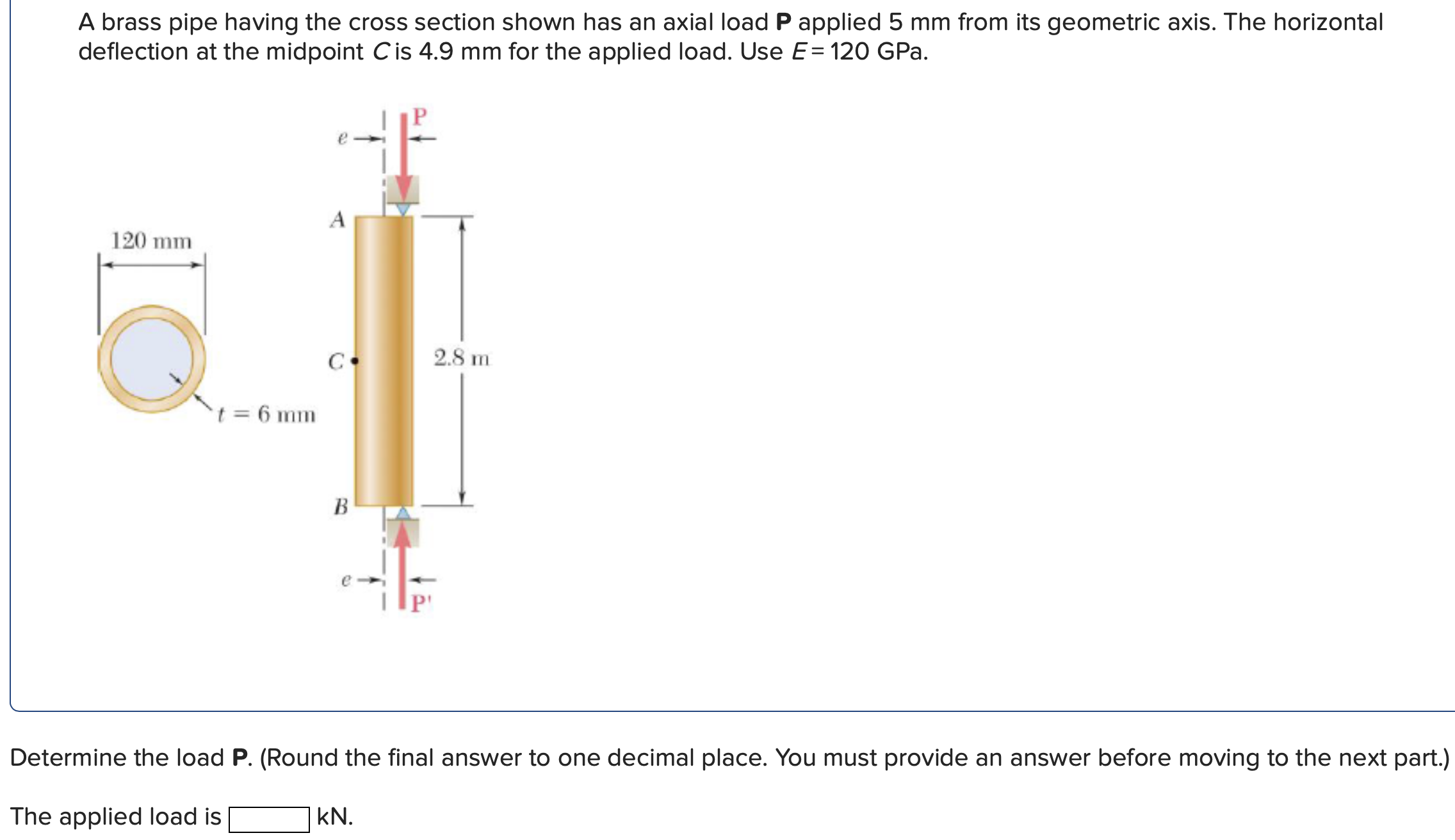 Solved A brass pipe having the cross section shown has an | Chegg.com