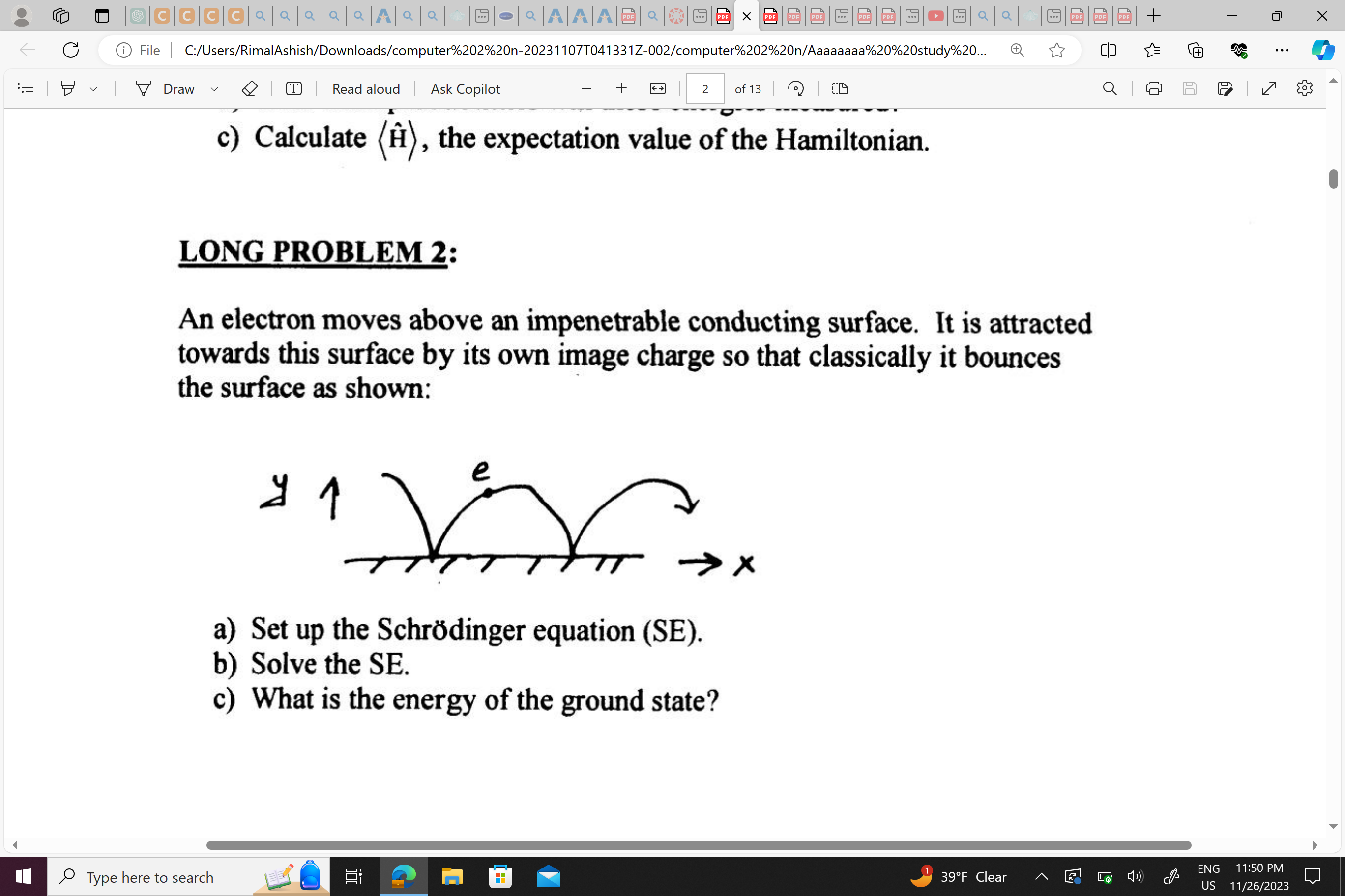 Solved C Calculate H The Expectation Value Of The