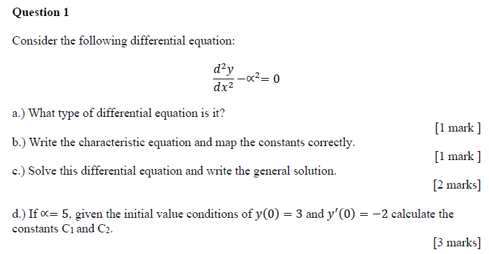 Solved Question 1 Consider the following differential | Chegg.com