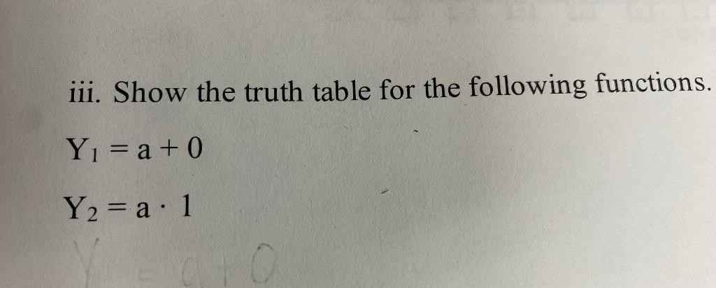 Solved iii. Show the truth table for the following | Chegg.com