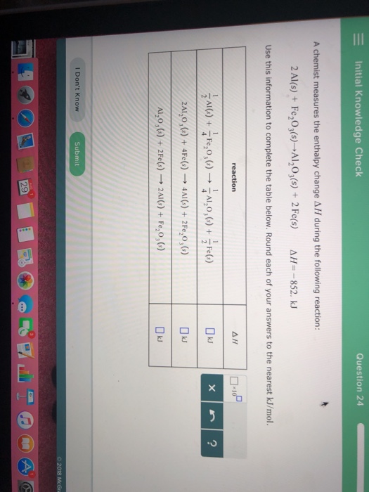 Solved Initial Knowledge Check Question 24 A chemist | Chegg.com