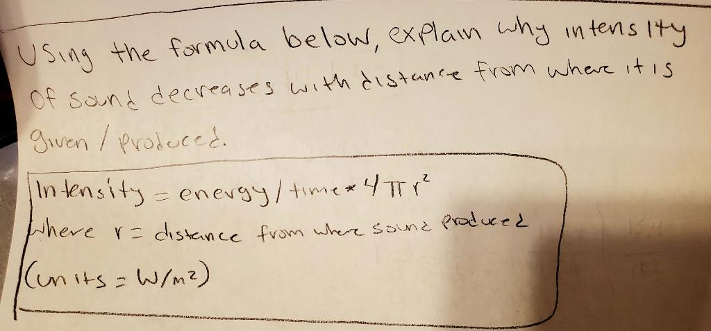 Solved using the formula below, explain why intensity Of | Chegg.com