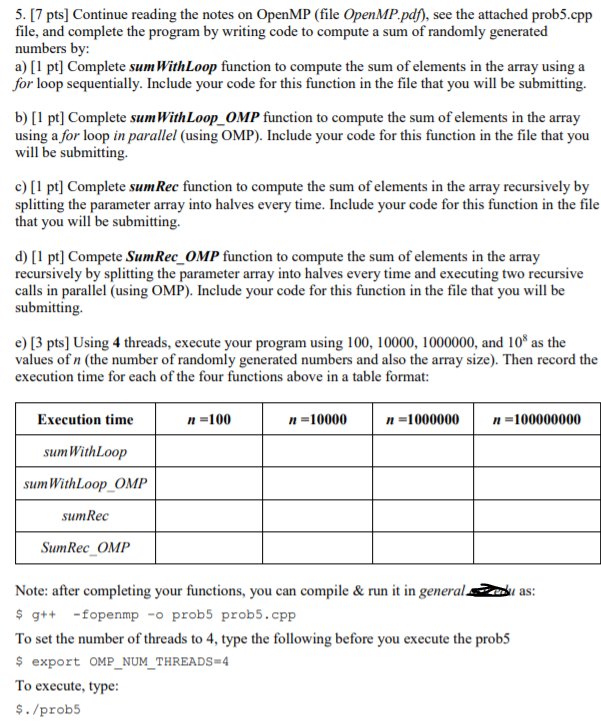 5. [7 pts] Continue reading the notes on OpenMP (file | Chegg.com