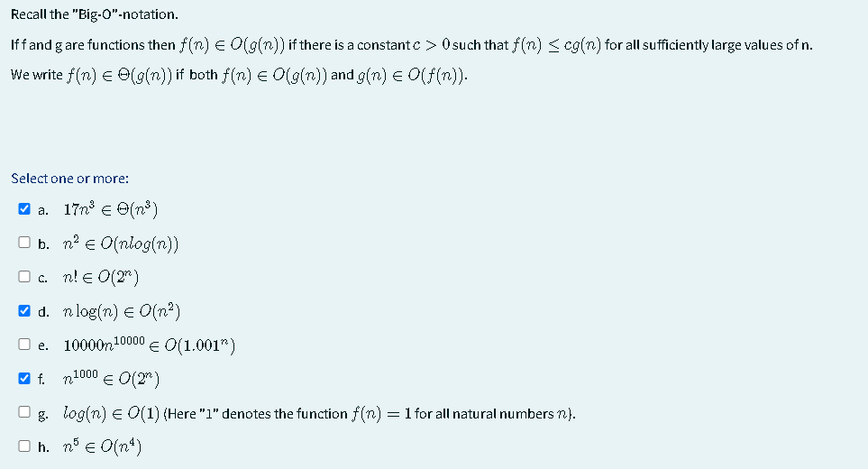 High Quality SOLUTION Recall the "Big-O"-notation.If f ﻿and g ﻿are | Chegg.com