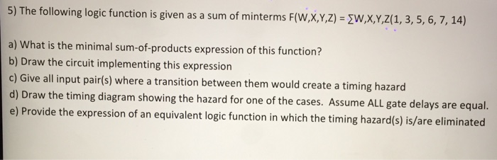 Solved The following logic function is given as a sum of | Chegg.com