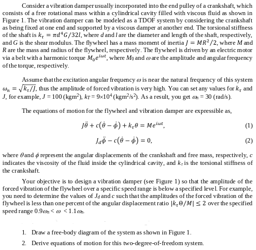 Solved Consider a vibration damper usually incorporated into | Chegg.com
