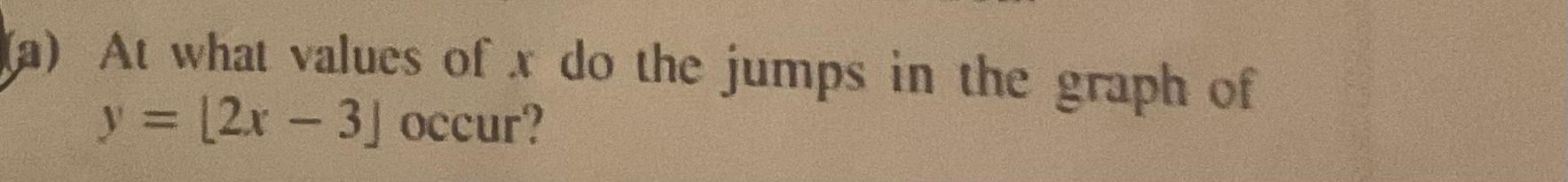 Solved ) At what values of x do the jumps in the graph of | Chegg.com